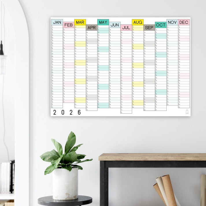Colourful Wall Planner, 2026 Giant Calendar, One Year View – Lime Green ...
